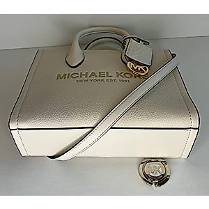 Michael Kors Mirella Small Shopper Top Zip Bag bundled SM TZ Coinpouch Purse Hook (LT Cream Multi/Vanilla PVC)