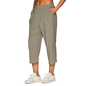 RBX Women's Lightweight Quick Dry Relaxed Cropped Woven Pant Capri Smoke Sage S