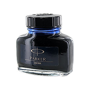 Parker Quink 2-oz Ink Bottle for Fountain Pens, Blue-Black Ink, 1 Bottle (3007100)