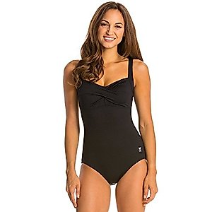TYR Women's Twisted Bra Solid Controlfit Top (Black, 8)