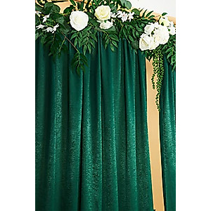 Cytdkve 2 Panels 4.8 Feet x 10 Feet Hunter Green Velvet-Like Wedding Backdrop Curtain Drapes, Silky Soft Window Curtains Panels for Wedding Ceremony Birthday Party Decorations