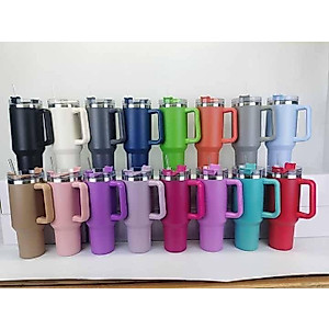 Generic Adventure Quencher 40 oz Tumbler With Handle And Straw Vacuum Insulated Stainless Steel Tumbler Thermo Cup (White)