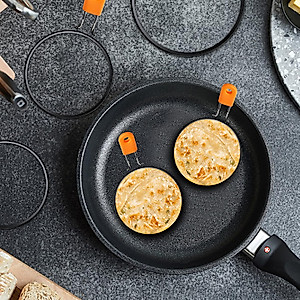 Elesunory 6 Pack Egg Rings for Frying Eggs, Nonstick Pancake Mold, Professional Stainless Steel Egg Mold with Anti-scald Handle, Round Egg Ring for Griddle Muffins Breakfast(8 Inch, 6 Inch, 3.5 Inch)