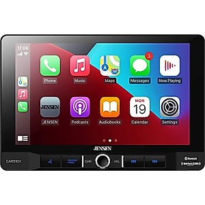 Jensen CAR910X Multimedia 9" Receiver with Apple CarPlay and Android Auto, 1024x600 Resolution, 500 cd/m2 Brightness, 500:1 Contrast Ratio, Back-up Camera Input, Front and Rear USB Inputs