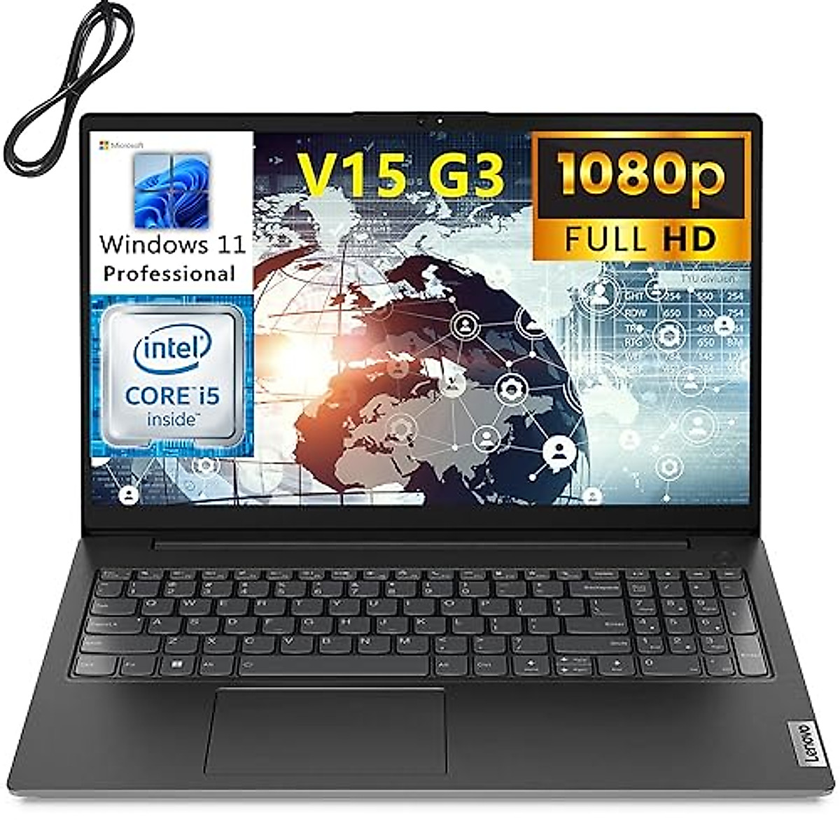 Lenovo 2023 Newest V15 G3 Business Laptop Computer, 15.6" FHD Display, 12th Gen Intel 10 Cores i5-1235U (Beat i7-1195G7), 40GB DDR4 RAM, 1TB PCIe SSD, WiFi, BT 5.1, Windows 11 Pro, BROAG Cable