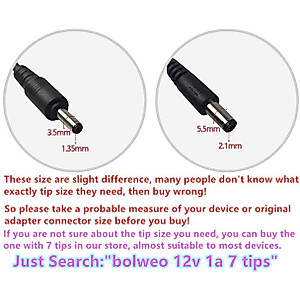 BOLWEO 12V 1A Power Supply Adapter Charger Cord for Kids Ride on Car LED Strip Lights Speaker Router Monitor IP CCTV Camera Alarm Siren Horn Telescope Fan Credit Card Machine AC DC Barrel 5.5x2.1mm