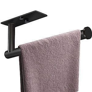 TOFIIGREM Paper Towel Holder with Adhesive Under Cabinet Mount- No Drilling Towel Bar Holder Wall Mount Sticky Paper Towel Rack Stick on Wall for Home Kitchen, Stainless Steel Black