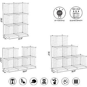 C&AHOME Wire Cube Storage, 6 - Cube Organizer Metal C Grids, Modular Shelves Units, Storage Bins Shelving, Closet Organizer, Ideal for Home, Office, Living Room, 36.6”L x 12.4”W x 36.6”H White