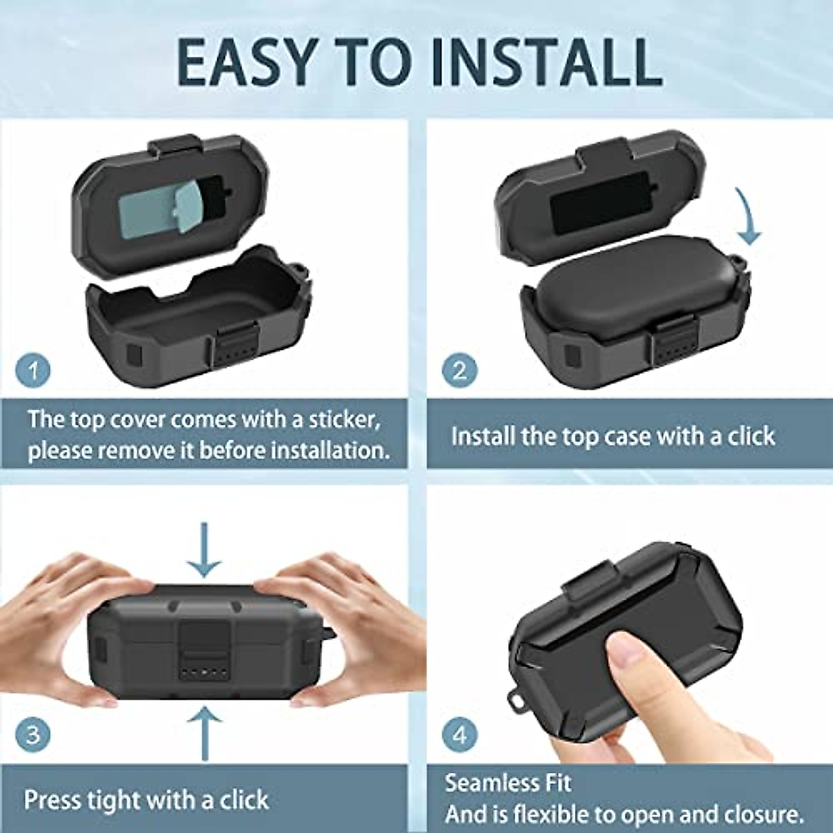 TOLUOHU Case for Bose QuietComfort Earbuds Case with Lock, Shock-Absorbing Protective PC+TPU Security Lock Case Cover Compatible with Bose QuietComfort Earbuds for Men Women with Keychain (Black)