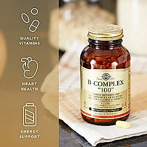 Solgar B-Complex "100" - 100 Vegetable Capsules, Pack of 2 - Energy Metabolism, Cardiovascular Health, Nervous System Support - Non-GMO, Vegan, Gluten Free - 200 Total Servings
