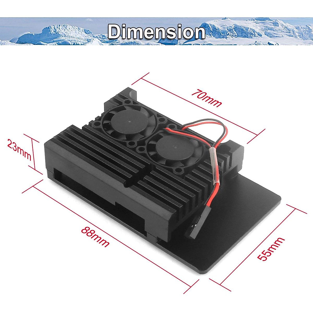 Generic Double Fan Cooling Raspberry Pi 4 Case, Raspberry Pi 4B Aluminum Alloy Case with Intelligent Temperature Control Dual Fan, Built-in Radiator, Rust Protection for Raspberry Pi 4 Model/Pi 4B