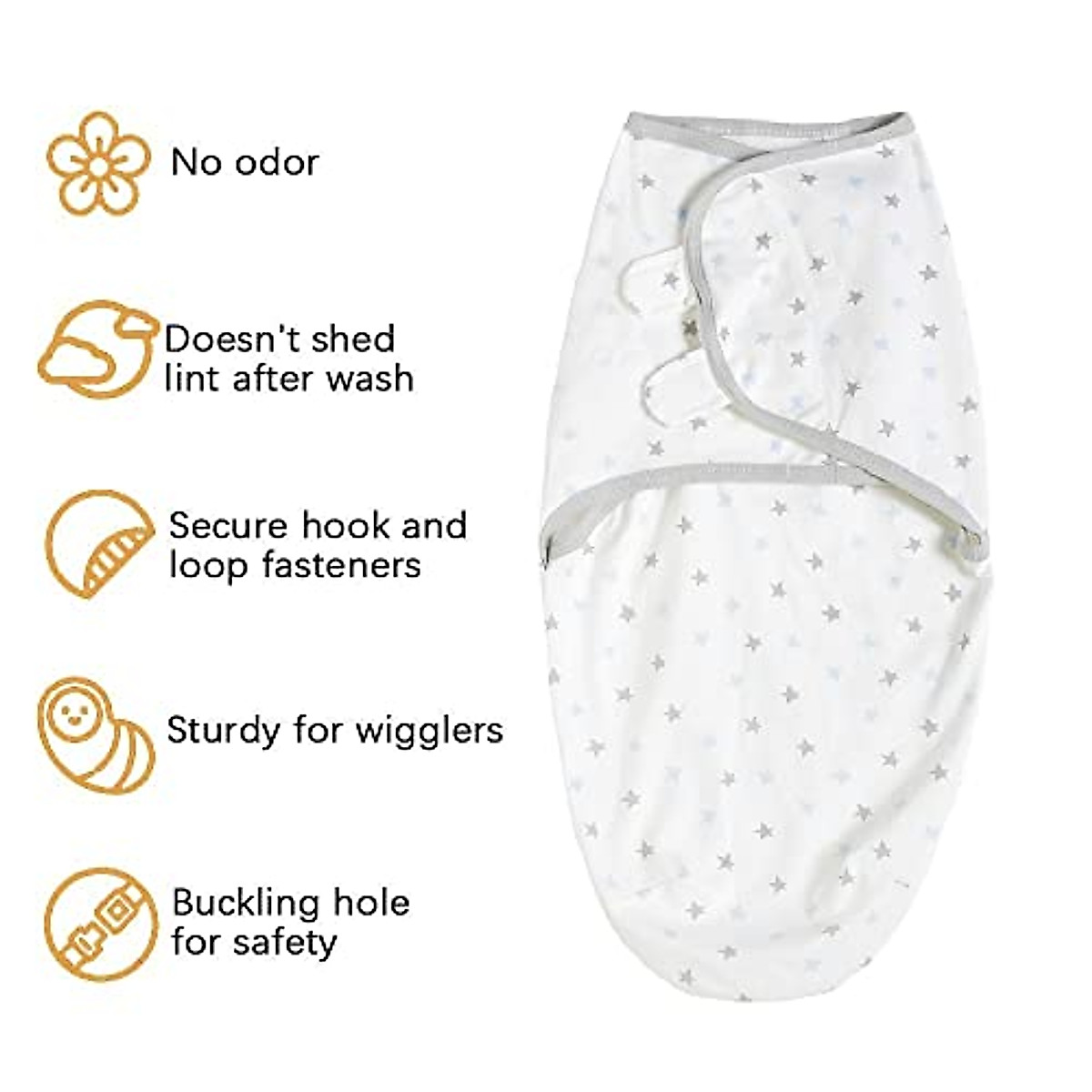 Newborn Swaddle with Hat 100% Cotton Swaddle Blankets for Baby Receiving Blanket Adjustable Sleepsack Easy Wrap Swaddle for Infant Boys Girls 0-3 Months (Stars)