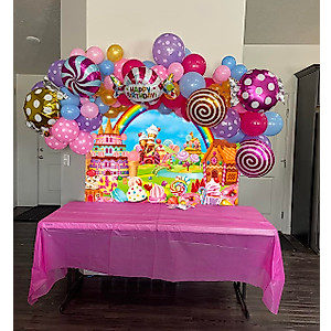 Candyland Theme Party Backdrop Cartoon Rainbow Lollipop Sweet Donut Ice Cream Photography Background for Kid Adult Ice Cream Birthday Party Decoration Banner Baby Shower Photo Props