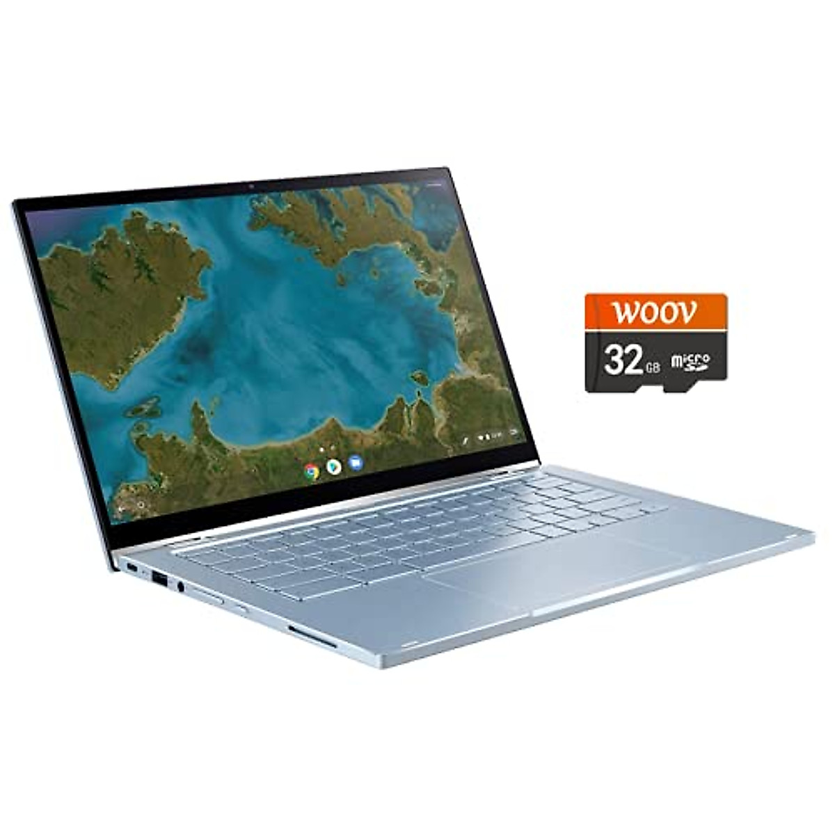 Asus Chromebook Flip- 14" FHD(1920 x 1080) Touchscreen, Intel Core m3-8100Y,4GB - 64GB eMMC，Intel UHD Graphics 615, Backlit Keyboard, Bundle with WOOV Micro 32GB SD Card