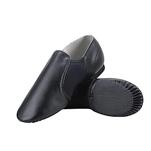 Dynadans Unisex PU Leather Upper Slip-on Jazz Shoe with Arch Insert for Women and Men's Dance Shoes-Black-4.5M