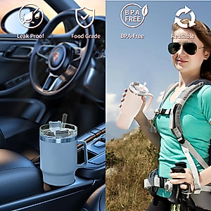 BOTTLAN 2Packs Tumbler Lid Fit for Stanley 40 oz Quencher H2.0 FlowState Cup, Replacement Lids Accessories for Stanley 40oz Adventure Quencher Tumbler, Spill Proof BPA Free and Dishwasher Safe (White)