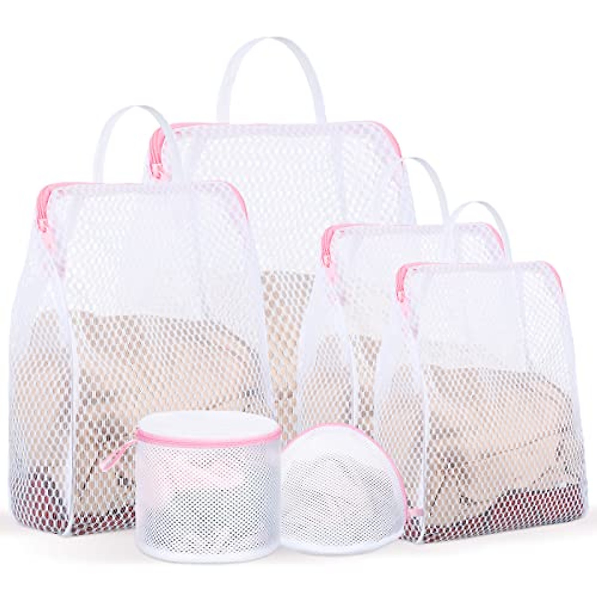 6 Pieces Mesh Laundry Bags Mesh Wash Bags with Bra Washing Bags for Laundry Lingerie Bags for Washing Delicates Bag for Washing Machine Laundry Mesh Bag for Blouse Garment Hosiery Sock Underwear
