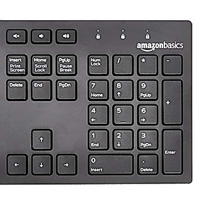 Amazon Basics Low-Profile Wired USB Keyboard with US Layout (QWERTY), Matte Black