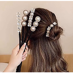 4Pcs Magic Hair Bun Maker with Peal and Flower Foam Sponge Buns Shaper Donut Holder Hair Twist Curler Hair Accessory DIY Hair Styling Tool for Women and Girls