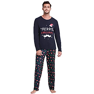 VENTELAN Family Matching Christmas Pajamas Set Holiday Santa Claus Sleepwear Cotton PJS Set for Couples and Kids