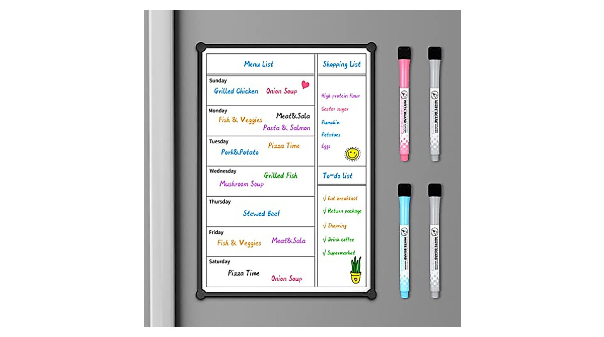 Weekly Magnetic Calendar for Fridge | Plan Meals & Groceries