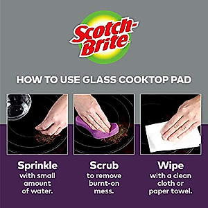 Scotch-Brite Scratch-Free Glass Cooktop Pads, Chemical-Free Cleaning, 2 Cleaning Pads