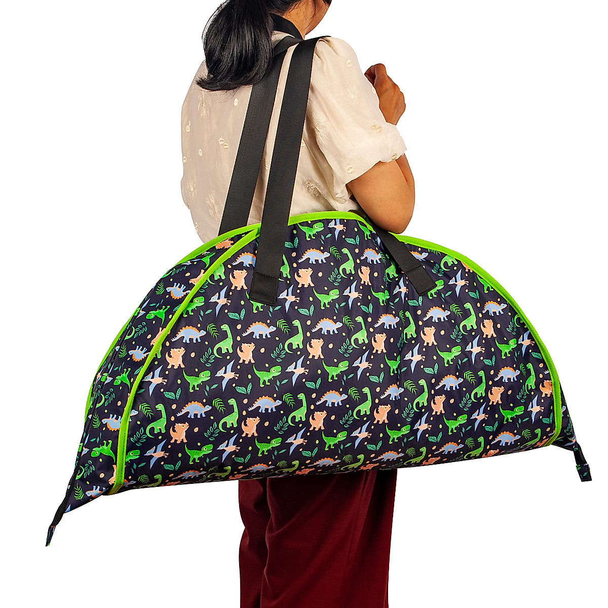 Remobia Hicol Kids Toy Storage Organizer Play Mat Bag for Lego Large Zippered Baby Tidy Toy Storage Bag Portable Fold Up Neat Easy Clean Up Container Bag for Children home and travel (Dinosaur)