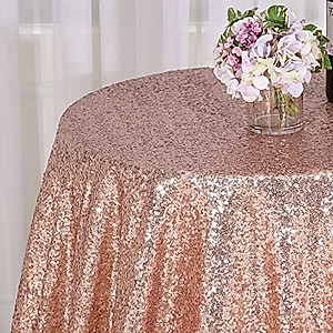 PartyDelight Rose Gold Sequin Wedding Tablecloth 50 by 50 Inch Square Polyester Sequin Overlay, Shiny Sequin Quality Tablecloth for Special Event Or Party（Rose Gold，50x50）