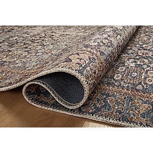 Loloi Amber Lewis x Loloi Georgie Collection GER-05 Denim / Spice, 3'-0" x 12'-0", 0.19" Thick Runner Rug