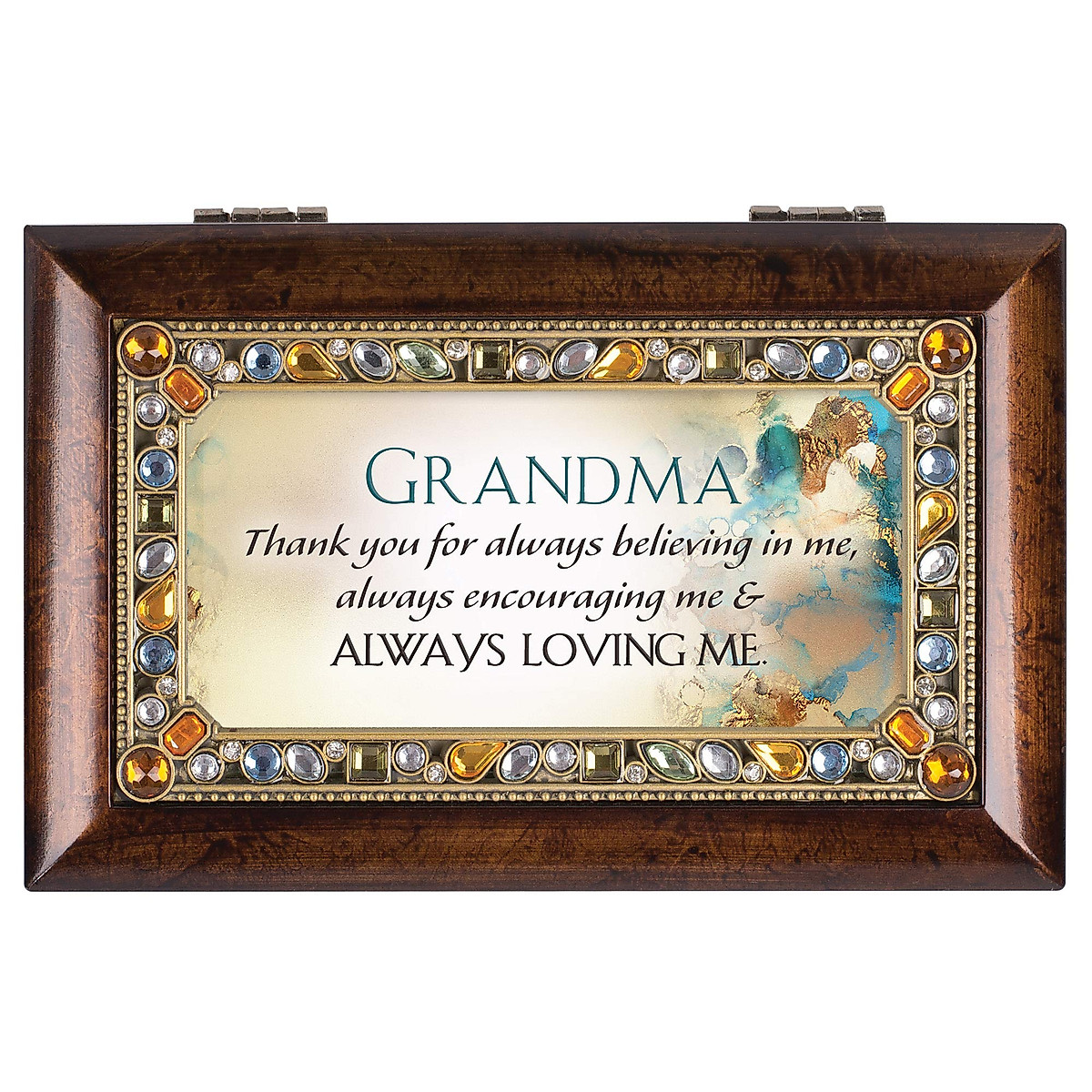 Cottage Garden Grandma Thank You for Believing in Me Amber Jewelry Petite Music Box Plays Wind Beneath My Wings