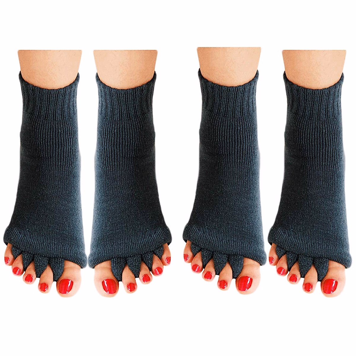 Homrap Toe Separator Yoga Gym Sports Massage Foot Alignment Socks 2 Pairs (CS-007E)