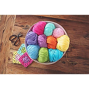 Studio Sam Pure Cotton Yarn Set for Knitting and Crochet. Pack of 10 Skeins, Total 1850 Yards. Great for Baby Blankets and Clothes. Boho Brights Collection.