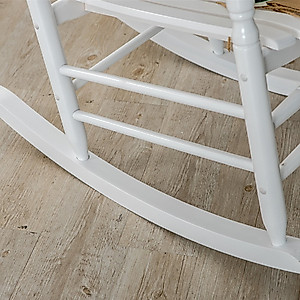 BplusZ Outdoor Patio Wooden Rocking Chairs Small Folding Side Table Set 3 Piece Furniture, 2 Rockers and 1 Foldable End Table, Porch Bistro Balcony, White