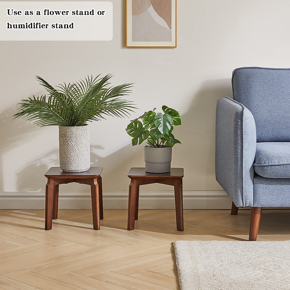 Aibiju Foot Stool 10inch, Mini Table Desktop Shelf, Wood Riser for Kitchen, Milking Stand, Toddler Step Stool, Small Short Stool, Holds up to 300lbs, Walnut Color SD-1002