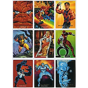1992 SkyBox Marvel Masterpieces Series-1 New 100-Card Complete Base Set Plus 5-Card Spectra Foil Chase Set in Collector Pages