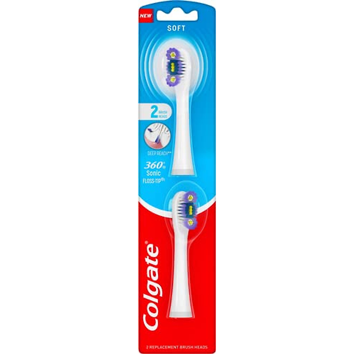 Colgate 360 Floss Tip Sonic Powered Battery Toothbrush Refill Pack - 2ct