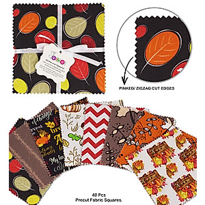 Soimoi Precut 10-inch Autumn Fall Theme Prints Cotton Fabric Bundle Quilting Squares Charm Pack DIY Patchwork Sewing Craft- Multicolor