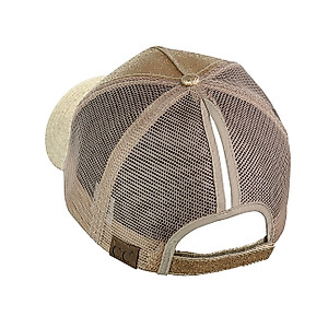 C.C Ponycap Messy High Bun Ponytail Adjustable Glitter Mesh Trucker Baseball Cap, Gold,One Size