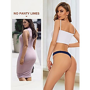 Sunm Boutique 5 Pack Seamless Thongs for Women No Show Thongs Nylon Stretch Thong Panties Underwear S-XL