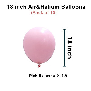 18 inch Pastel Pink Balloons, 15 pcs Big Thicker Baby Pink Latex Balloons for Birthday Wedding Baby Shower Party Decorations (Pastel Pink)