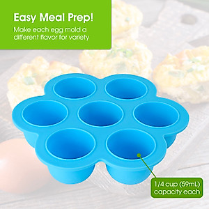 7Penn Silicone Egg Bite Molds Compatible with Instant Pot - 2-Pack Sous Vide Egg Bite Maker Accessory and Lifting Sling