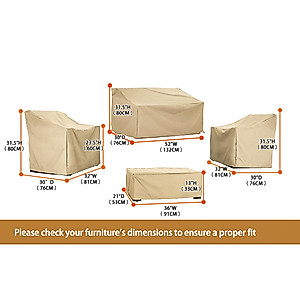 Baner Garden Patio Furniture Covers,Outdoor Furniture Cover Waterproof,Patio Furniture Set Covers for 4 Piece Outdoor Conversation Set,Patio Covers Set Beige