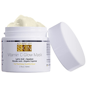 Vitamin C Mask For Face – Brightening Face Masks Skin Care Contains Glycolic Acid and Lactic Acid + Squalane Oil – Hydrating Beauty Face Mask for Glowing Youthful Skin and Smooth Even Skin Tone 2oz