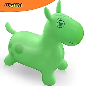 WALIKI Green Bouncy Horse for Kids | Inflatable Hopping Horse Ride-On Toy with Pump for Active Boys Ages 1, 2, and 3 | Balance & Sensory Ride-On Toy