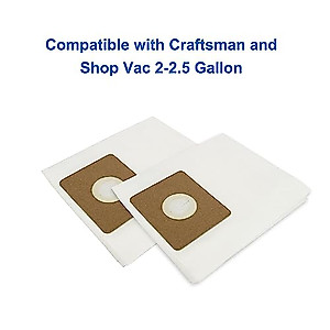 12 Pack Type B Vacuum Filter Bag 90668 Comapatible with Shop-Vac 9066800 2-2.5 Gallon All Around Vacuum QAM70, 2036000, 9303511, 5895220, 5890336, 5892210, CMXZVBE17250