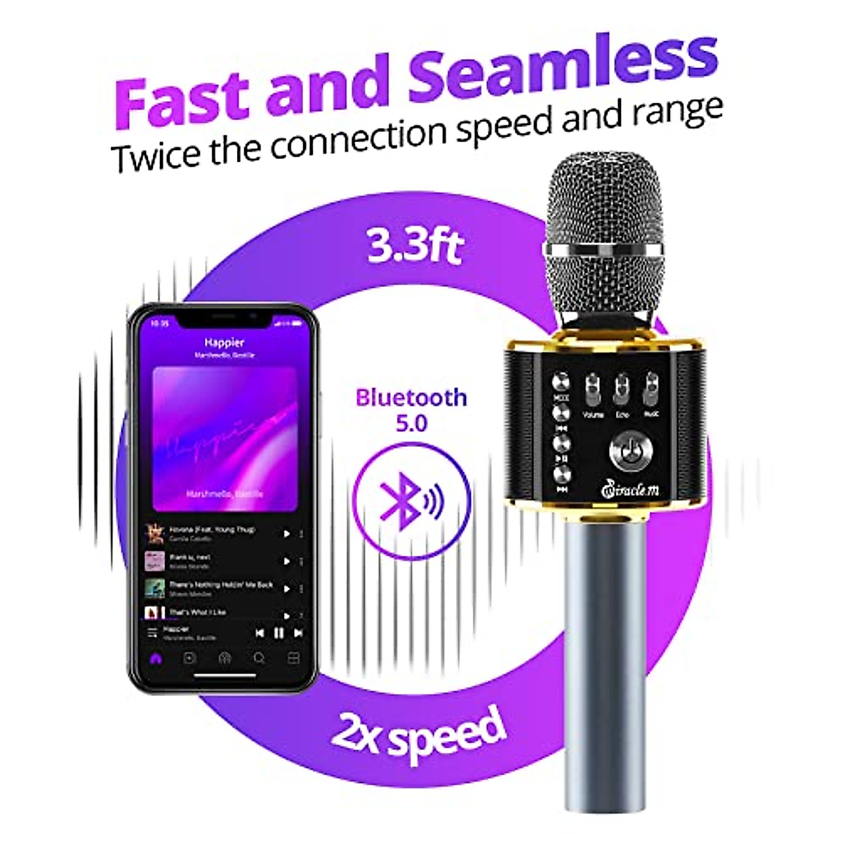 M37 - Bluetooth Karaoke Microphone Wireless - Bluetooth Microphone Wireless - Wireless Microphone Karaoke - Microphone for Kids - Carpool car Karaoke Microphones with Speaker - Karaoke mic