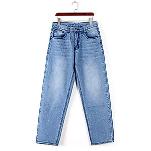 EnllerviiD Men's Relaxed Fit Classic Jeans - Loose Fashion Baggy Comfort Plain Hip Hop Denim Pants 022-30