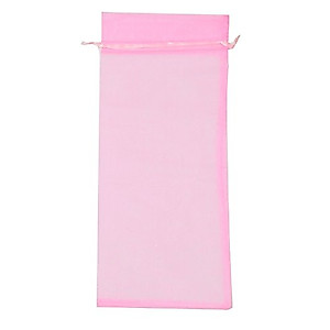 Wuligirl 20pcs Drawstring Organza Wine Bottle Bag 5.5 by 14.5 Inch Pink Wrapping Gift Bags Baby Shower Wedding Favors Party Charcoal Reusable Pouches Package Bags(20pcs Pink)