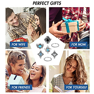 ONESING 154 Pcs Knuckle Rings for Women, Vintage Knuckle Rings Set, Stackable Finger Rings Set Bohemian Retro Vintage Jewelry Silver Rings Crystal Joint Rings Hollow Carved Flowe