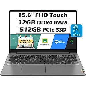 lenovo IdeaPad Touchscreen Laptop (Newest Model), 15.6” Full HD Display, Intel Quad-Core i5-1135G7, 12GB RAM, 512GB SSD, Backlit Keyboard, Fingerprint Reader, Windows 11 Home in S Mode, Grey